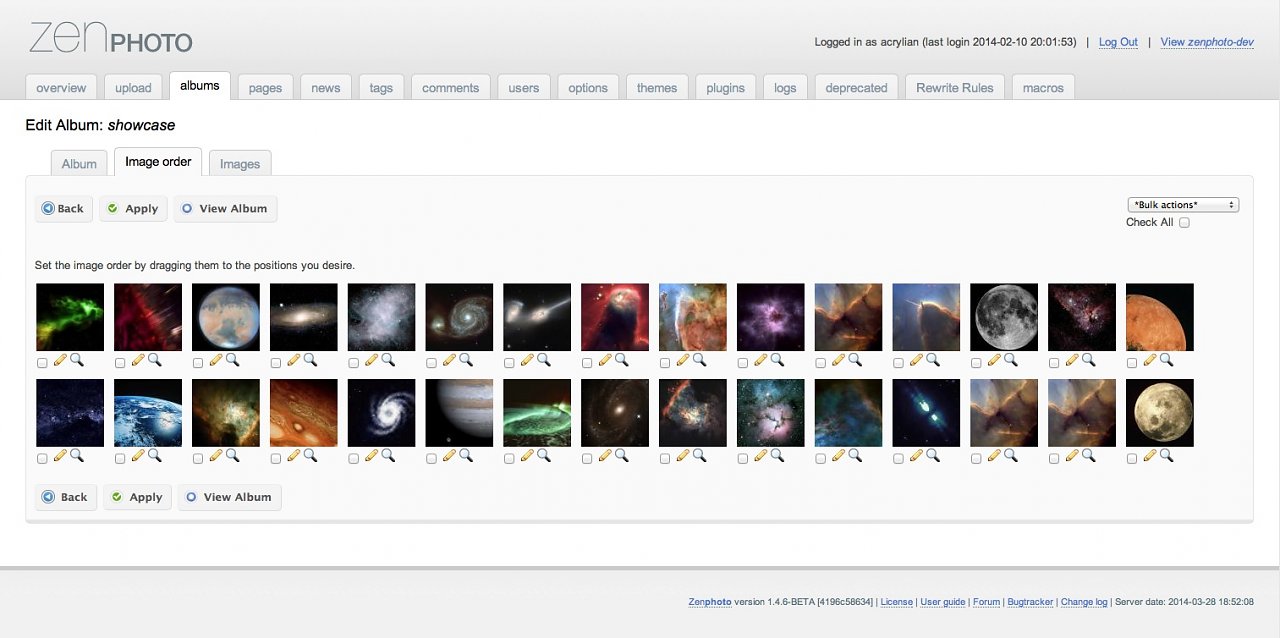 images-sorting | zenphoto--admin | Screenshots | ZenphotoCMS - The ...