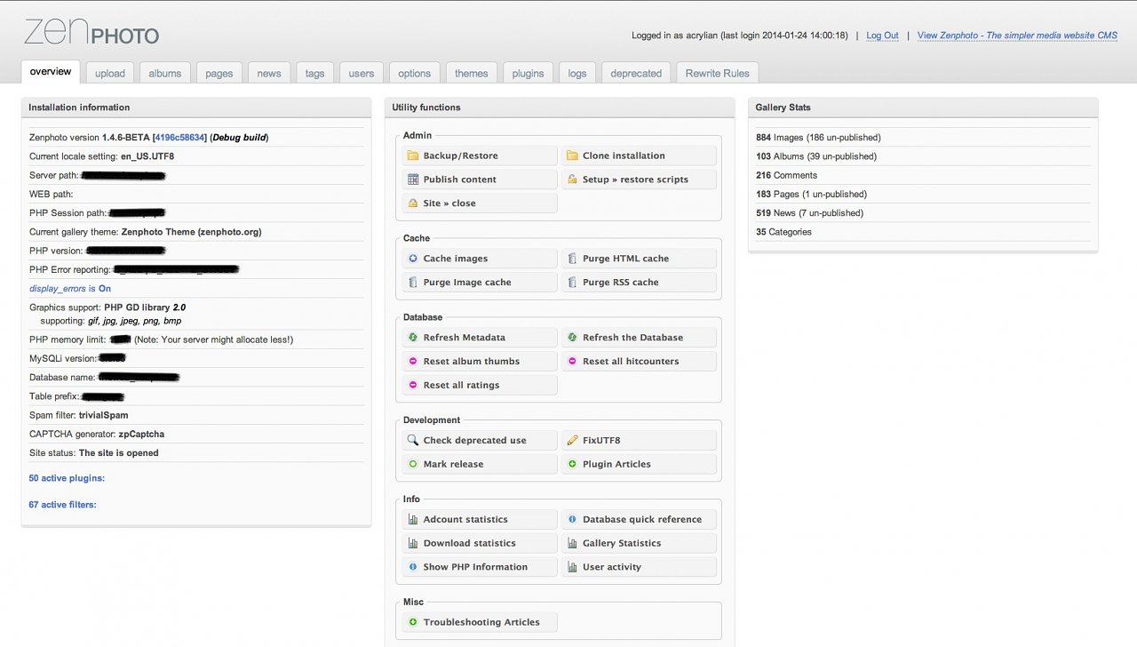 overview-page | zenphoto--admin | Screenshots | ZenphotoCMS - The ...