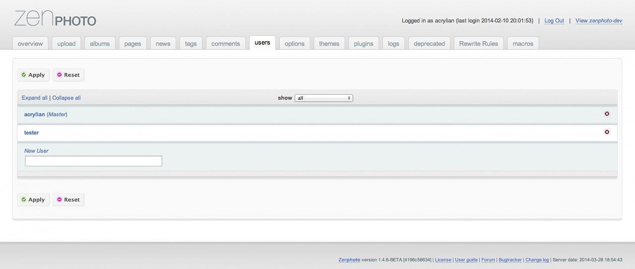 users | zenphoto--admin | Screenshots | ZenphotoCMS - The simpler media ...