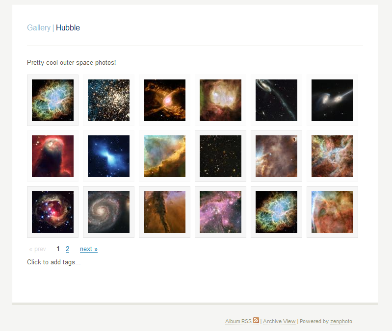 Album page (light) | basic (was "default" theme) | Themes | ZenphotoCMS ...