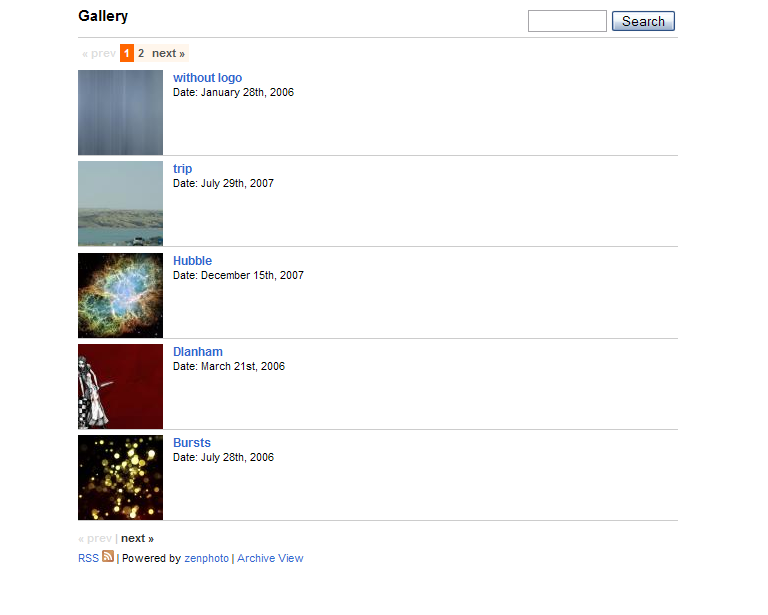Index page | example | Themes | ZenphotoCMS - The simpler media website CMS